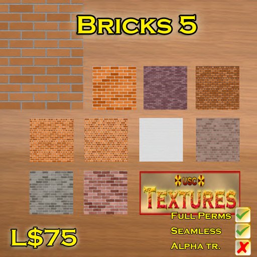 Second Life Marketplace - USC Textures - Bricks 5